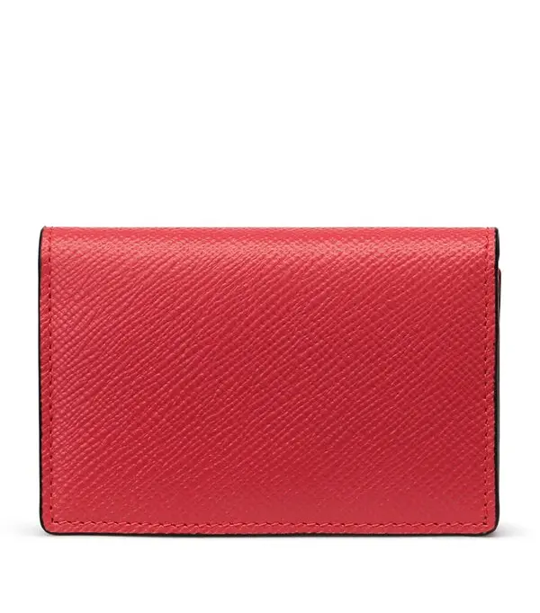 Smythson Leather Panama Folded Card Holder - Red