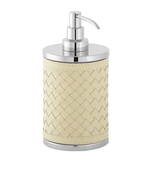 RIVIERE Leather Woven Soap Dispenser - Ivory