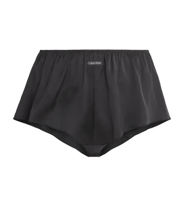 Calvin Klein Satin Signature Boyshorts - Black