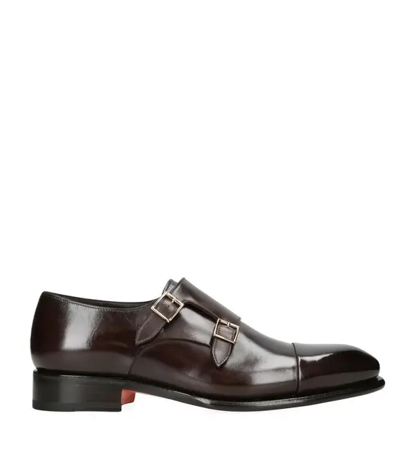 Santoni Leather Monk Shoes