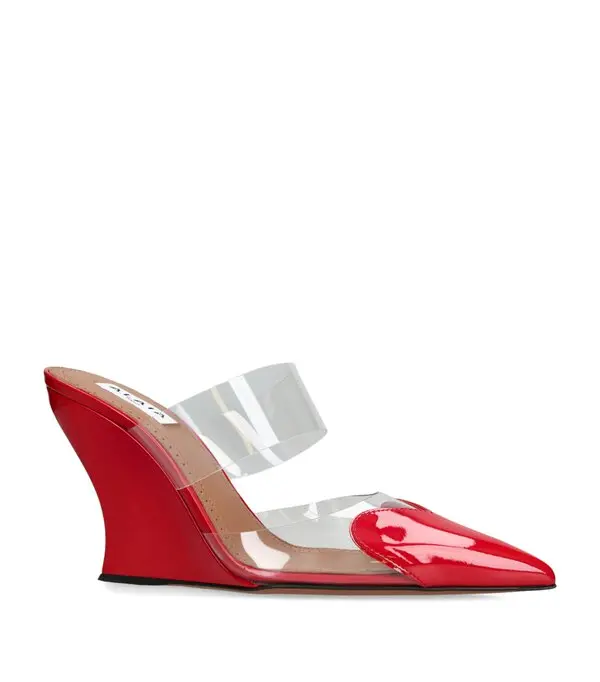 Alaïa Patent Coeur Mules - Red