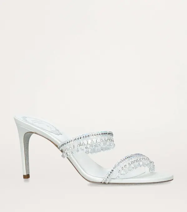 Rene Caovilla Embellished Chandelier Mules - White