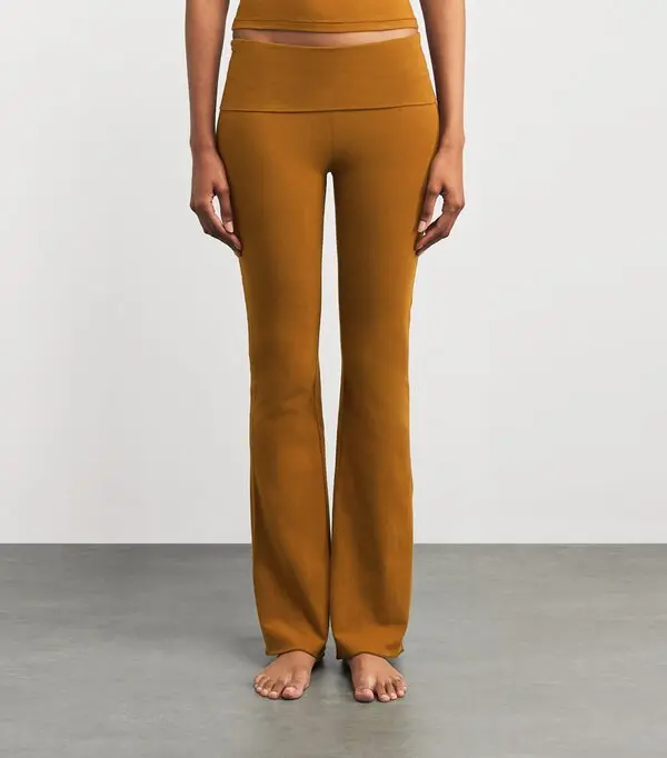 SKIMS Cotton Jersey Foldover Trousers - Brown
