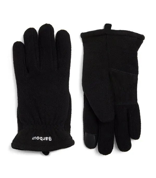 Barbour Fleece Leather-trim Gloves - Black
