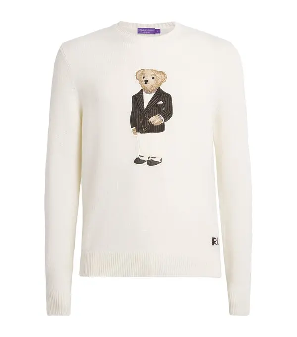 Ralph Lauren Purple Label Cashmere Polo Bear Sweater - Ivory