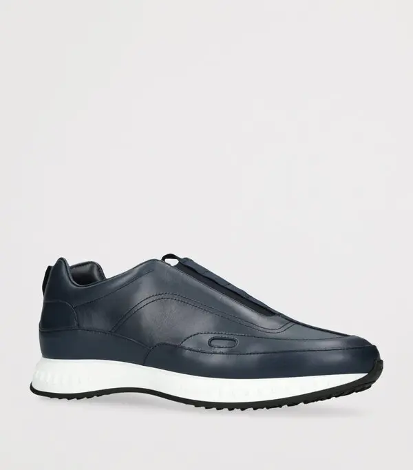 John Lobb Leather Stream Laced Sneakers - Navy