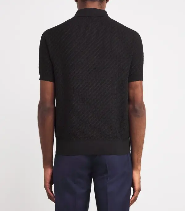 Brioni Cotton-silk-cashmere Polo Shirt - Black