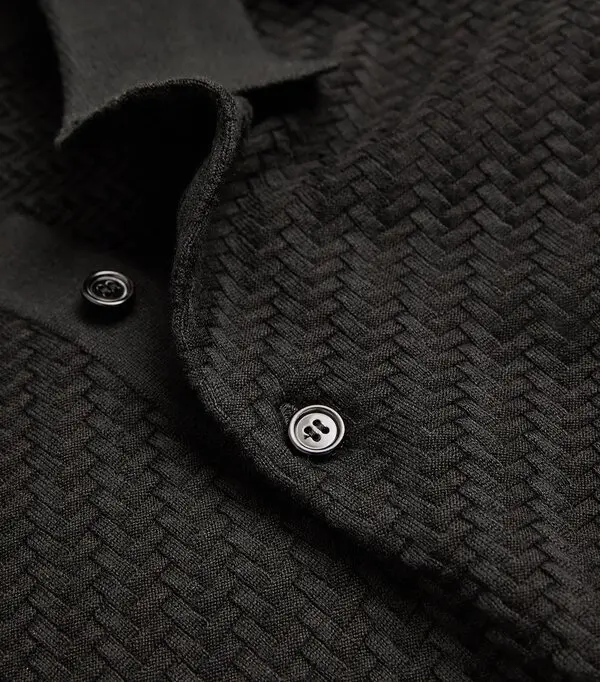 Brioni Cotton-silk-cashmere Polo Shirt - Black