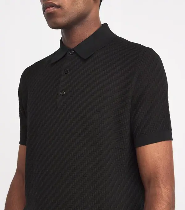 Brioni Cotton-silk-cashmere Polo Shirt - Black