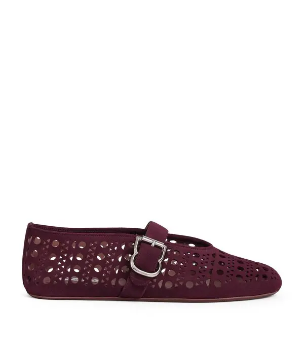 Alaïa Suede Vienne Ballet Flats - Red