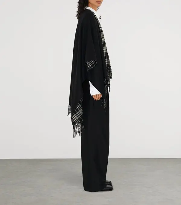 Burberry Wool Reversible Check Cape - Black