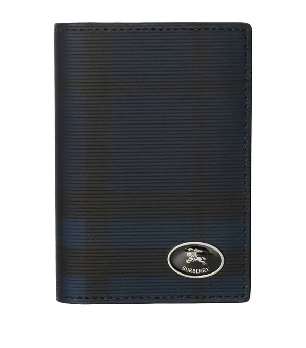 Burberry Check Folding Card Holder - Navy