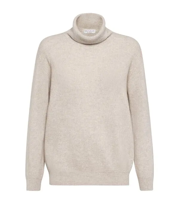 Brunello Cucinelli Cashmere High-neck Sweater - Beige