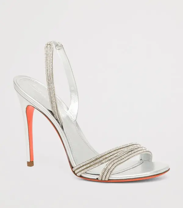 Santoni Justine Slingback Heels - Silver