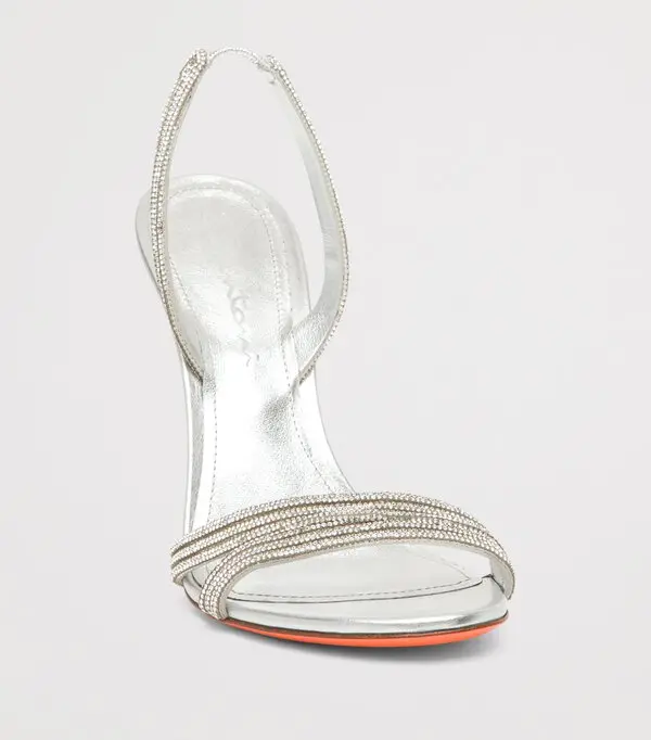 Santoni Justine Slingback Heels - Silver