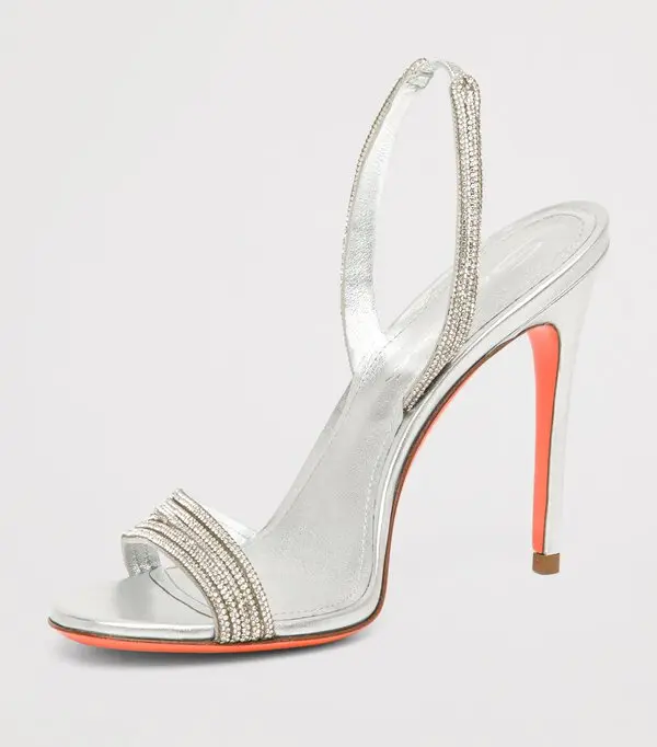 Santoni Justine Slingback Heels - Silver