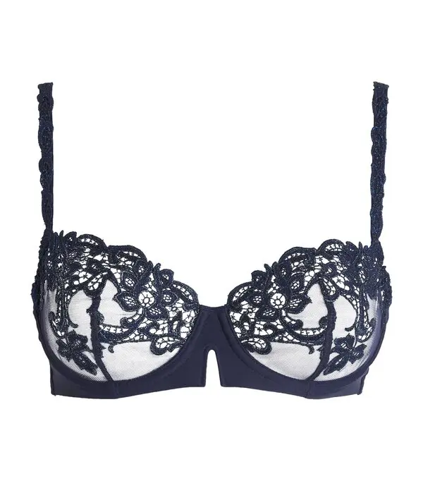 Simone Perele Lace Saga Half-cup Bra - Navy