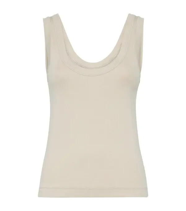 Brunello Cucinelli Stretch-cotton Ribbed Tank Top - Beige