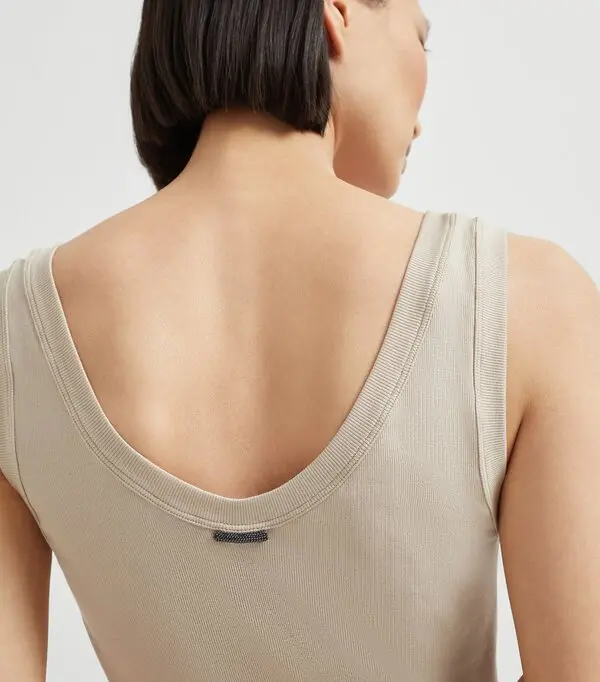 Brunello Cucinelli Stretch-cotton Ribbed Tank Top - Beige