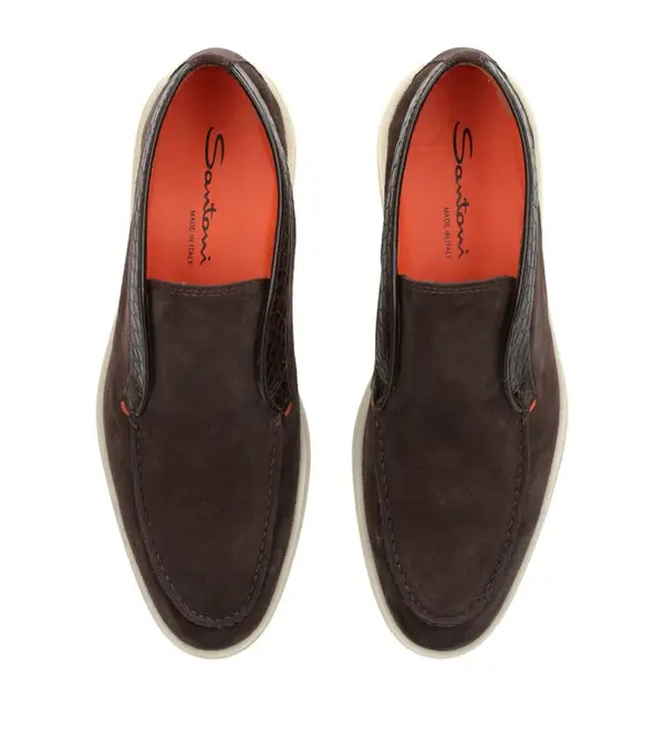 Santoni Suede Detroit Slip-on Sneakers - Brown
