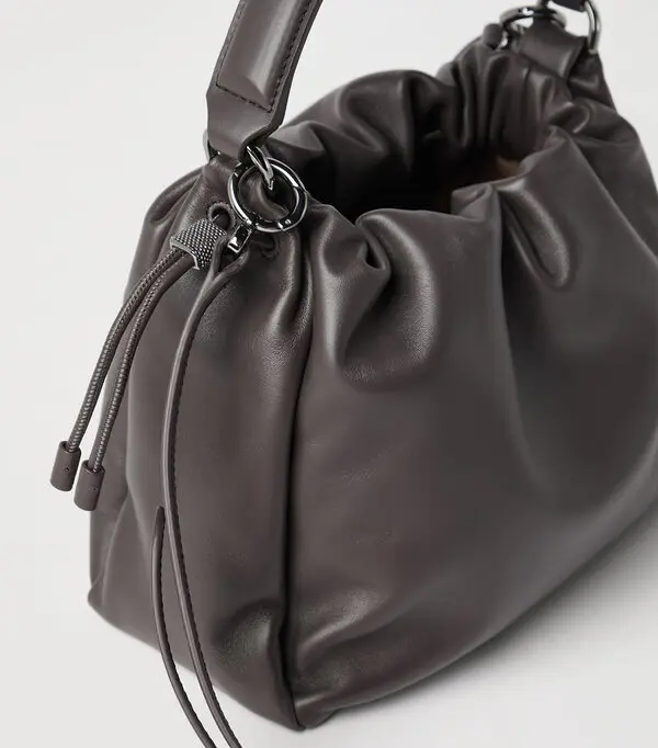 Brunello Cucinelli Small Leather Bucket Bag - Brown