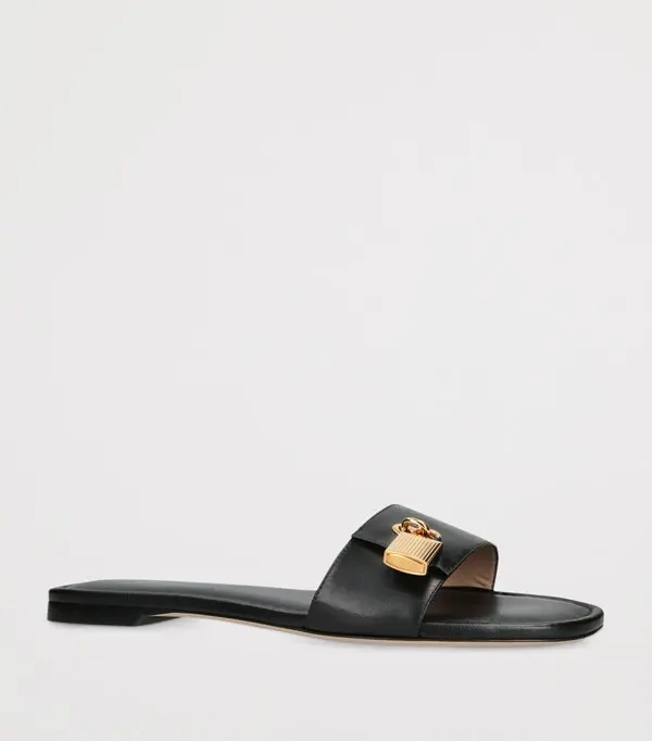 TOM FORD Leather Padlock-detail Slides