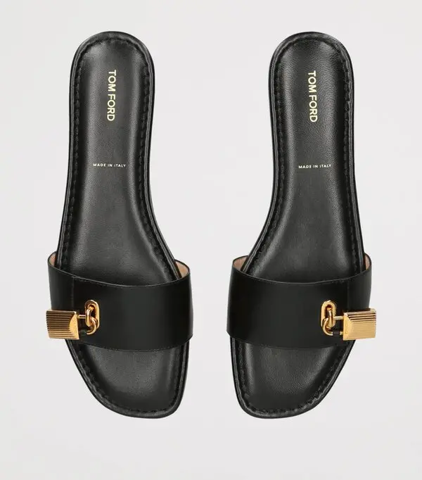 TOM FORD Leather Padlock-detail Slides