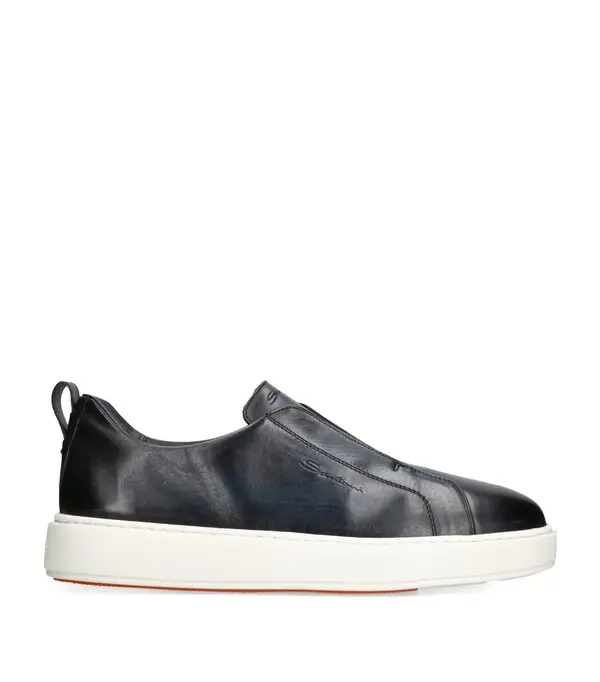 Santoni Clean Icon Leather Sneakers - Navy