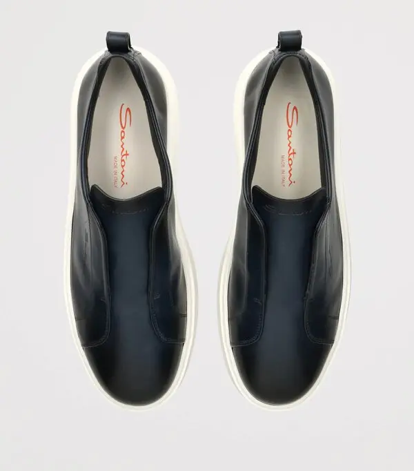 Santoni Clean Icon Leather Sneakers - Navy
