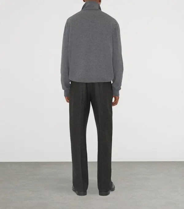 Burberry Cashmere-blend Quarter-zip Slim Sweater - Grey