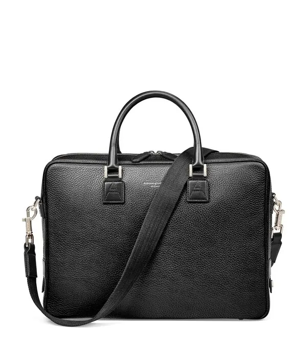 ASPINAL OF LONDON Leather Mount Street Briefcase - Black