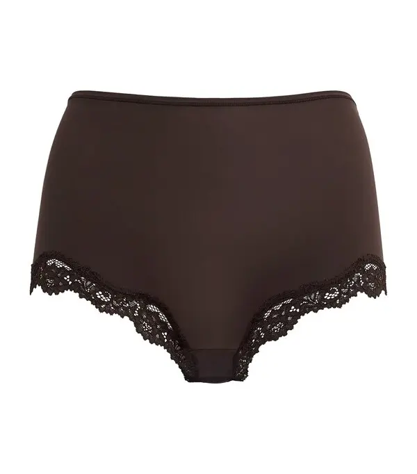 SKIMS Lace-trim Fits Everybody Boyshort Briefs - Brown