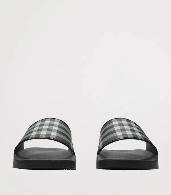 Burberry Checked Slides - Black