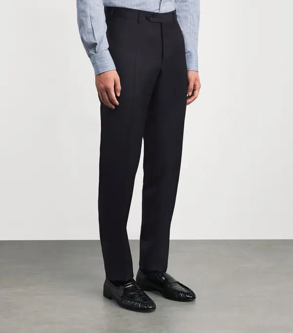 Canali Wool Straight Trousers - Navy