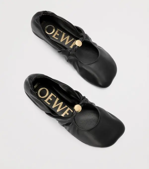 Loewe Leather Pebble Ballerinas - Black