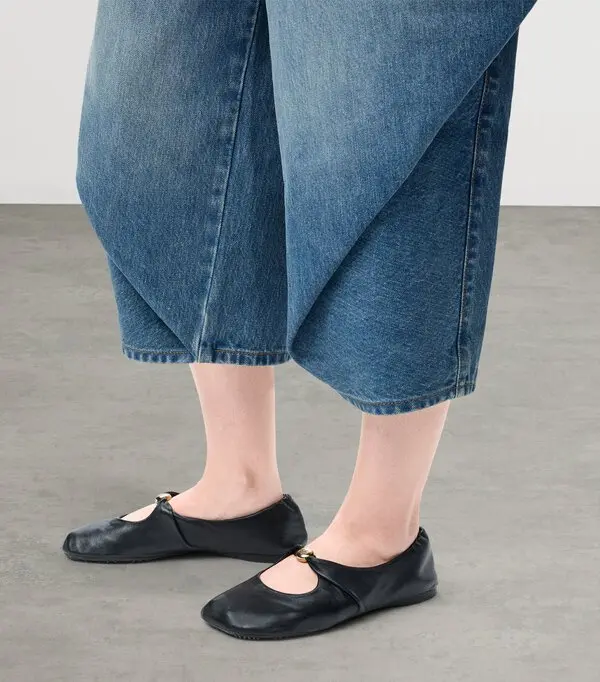 Loewe Leather Pebble Ballerinas - Black