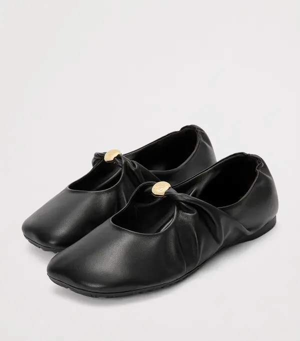 Loewe Leather Pebble Ballerinas - Black