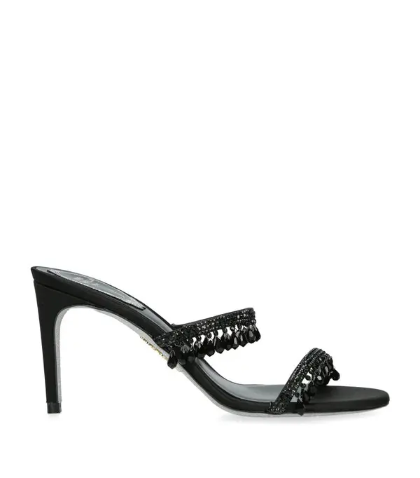 Rene Caovilla Embellished Chandelier Heeled Mules - Black