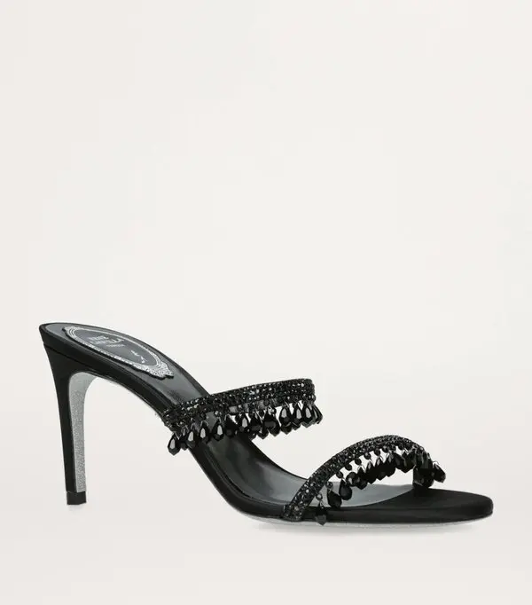 Rene Caovilla Embellished Chandelier Heeled Mules - Black