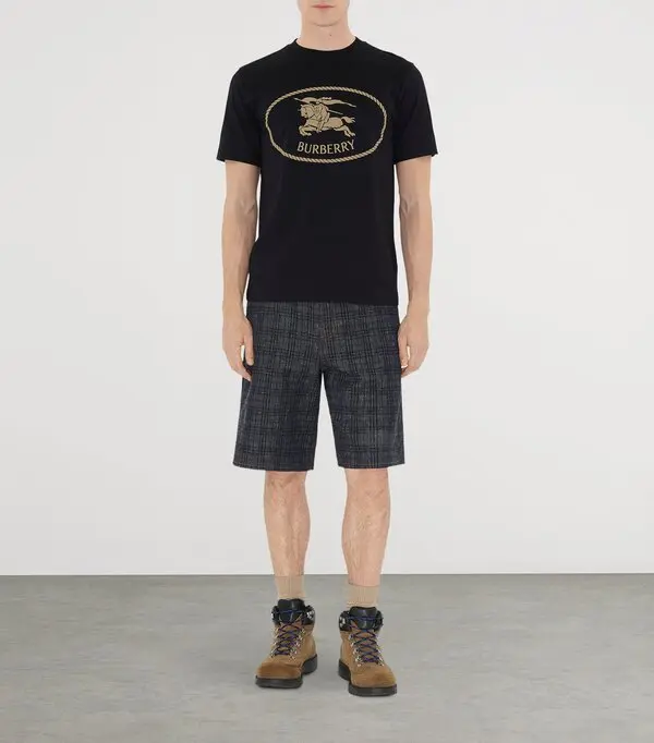 Burberry Cotton Knight Stamp T-shirt - Black