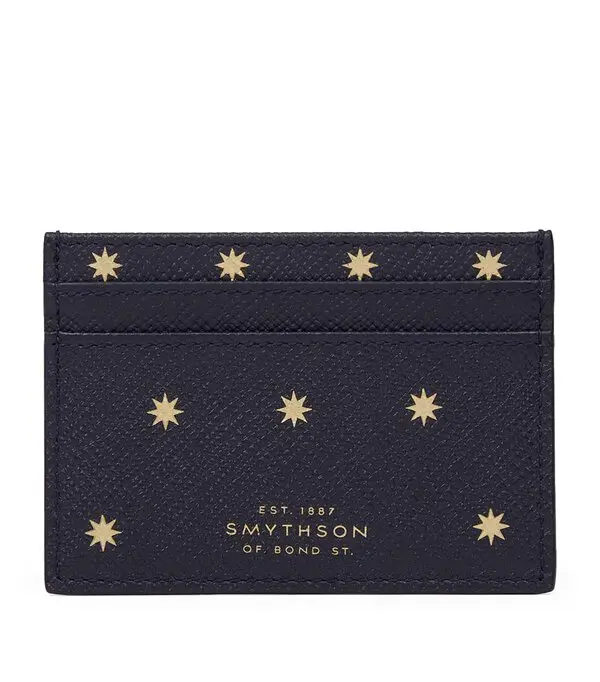 Smythson Panama Leather Stars Card Holder - Blue