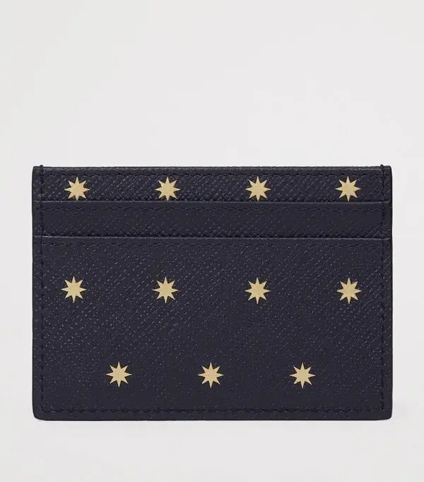 Smythson Panama Leather Stars Card Holder - Blue