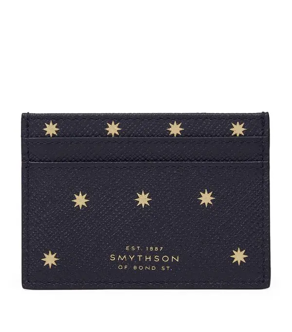 Smythson Panama Leather Stars Card Holder - Blue