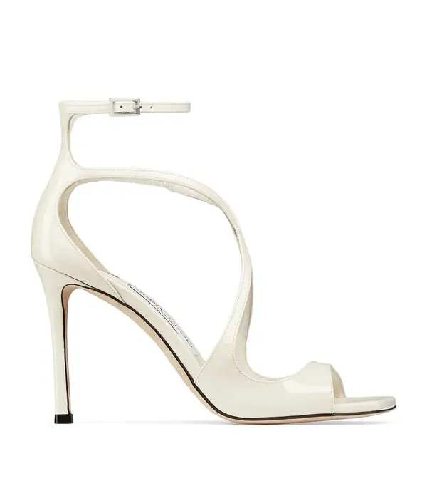 JIMMY CHOO Azia 95 Patent Leather Sandals - White