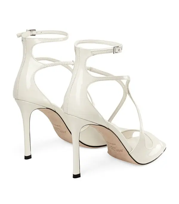 JIMMY CHOO Azia 95 Patent Leather Sandals - White