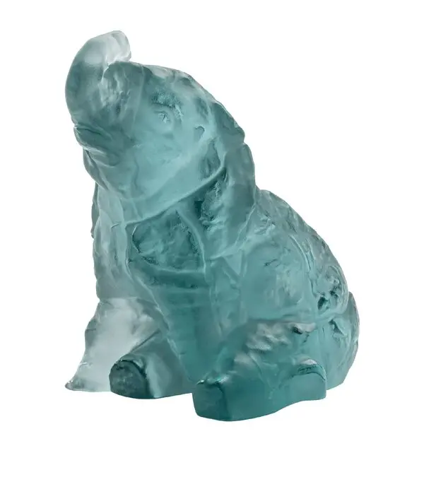 Lalique Crystal Elephant Sculpture - Blue