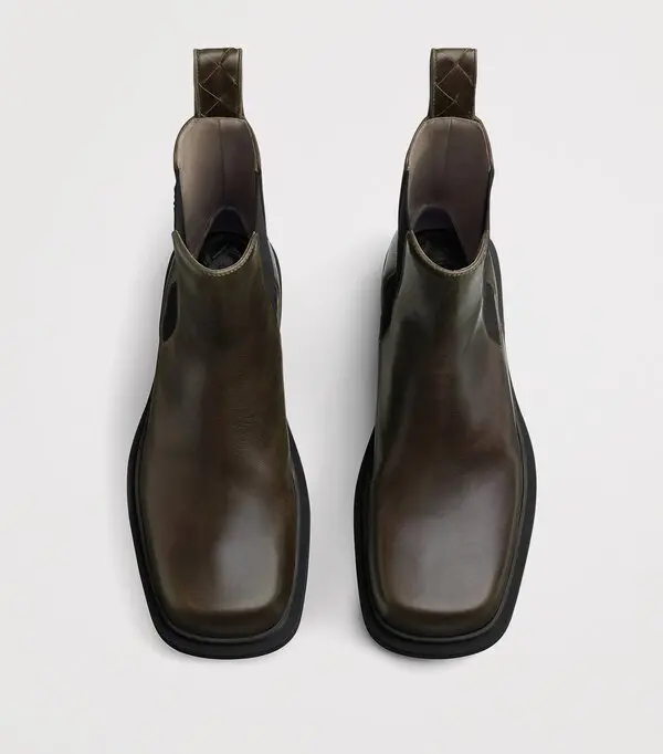 Bottega Veneta Leather Intrecciato-detail Ben Chelsea Boots - Brown