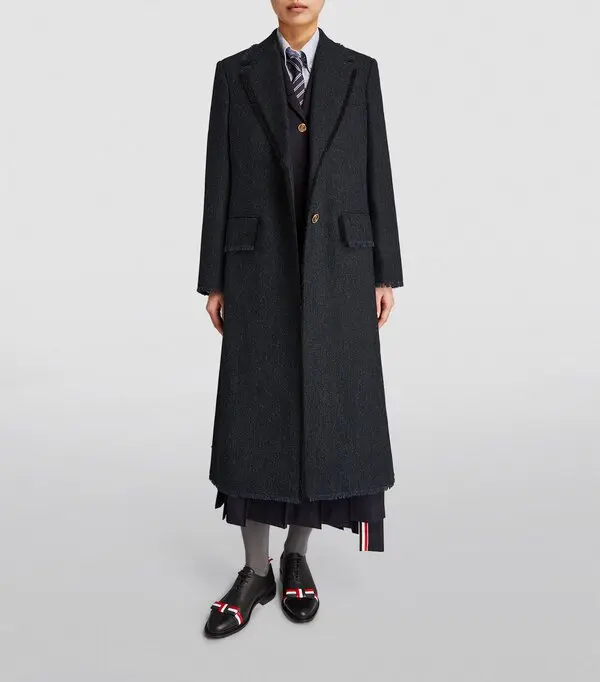 Thom Browne Tailored Wide-lapel Overcoat - Navy