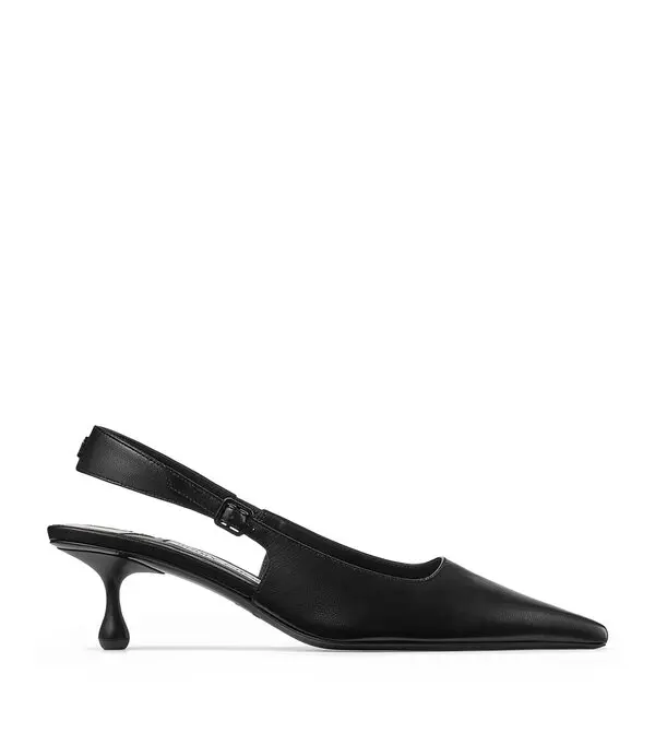 JIMMY CHOO Amel 50 Leather Slingback Pumps - Black