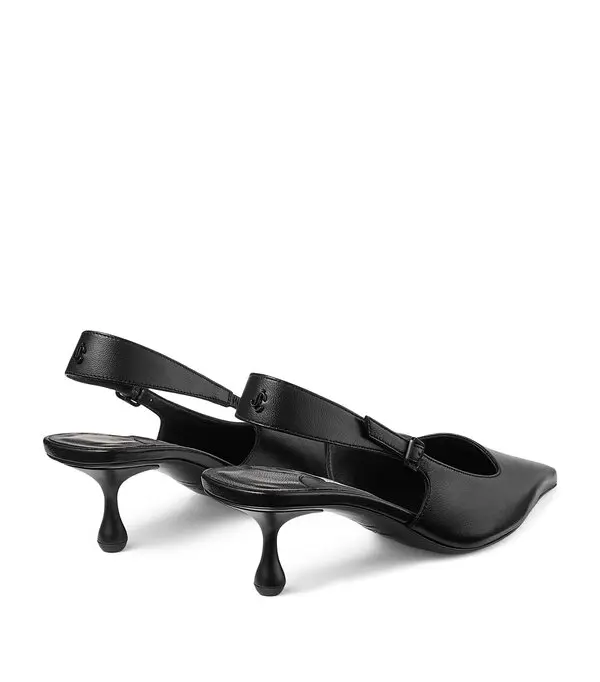 JIMMY CHOO Amel 50 Leather Slingback Pumps - Black
